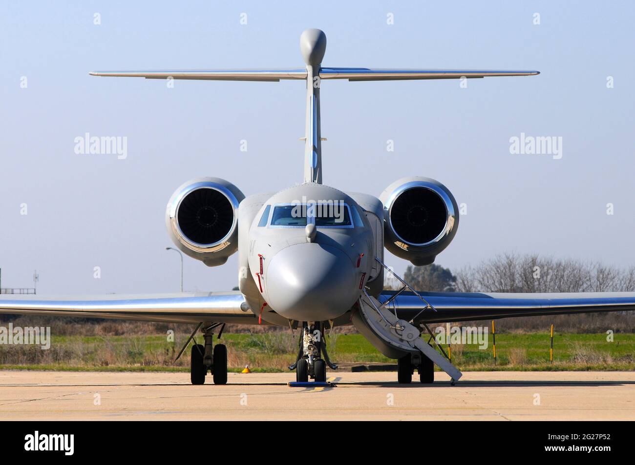 Italian Air Force G550 CAEW aircraft on its base at Pratica di Mare ...