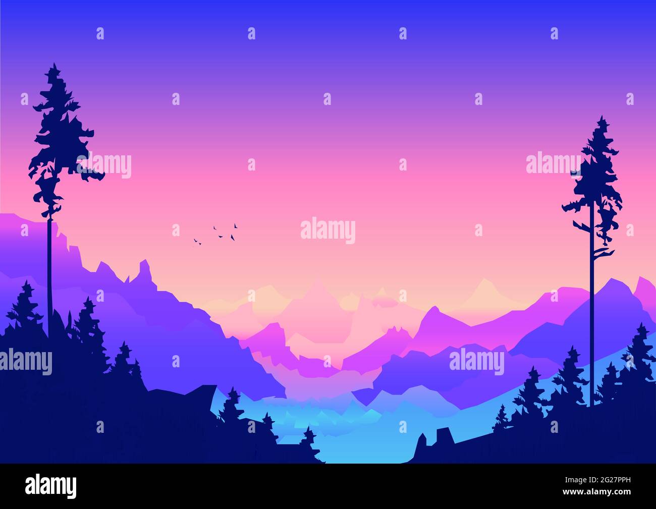 Mountain landscape. Desktop background. Design Stock Photo - Alamy