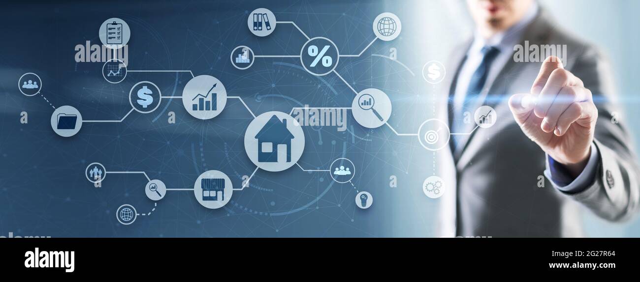 Real estate 3D icons concept. Property management Stock Photo - Alamy