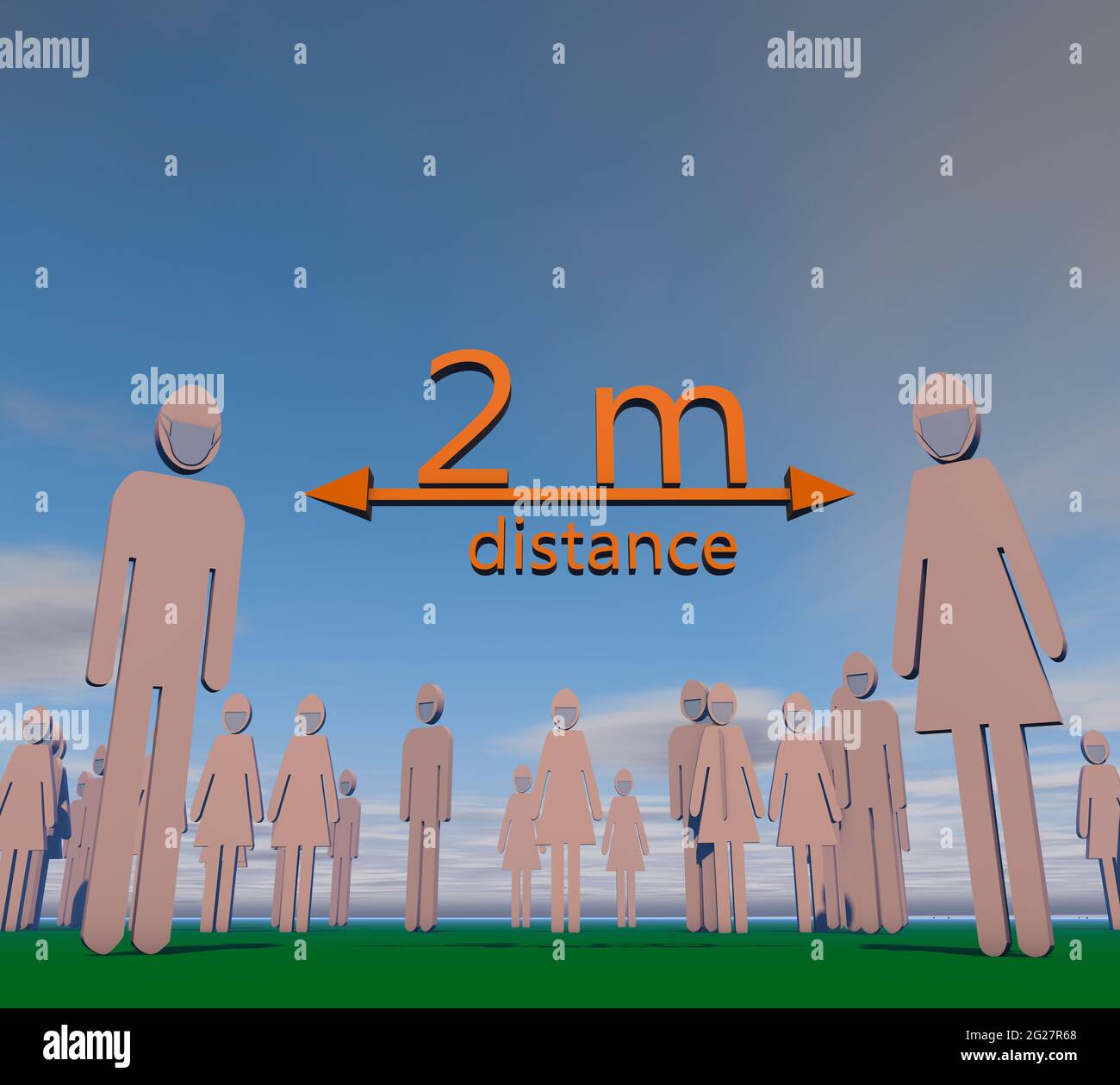 The distance is two meters. Safe distance between people with viral ...