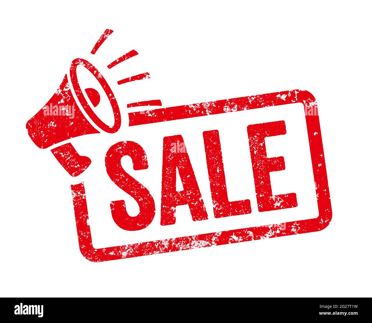 Red stamp with megaphone - Sale Stock Photo - Alamy