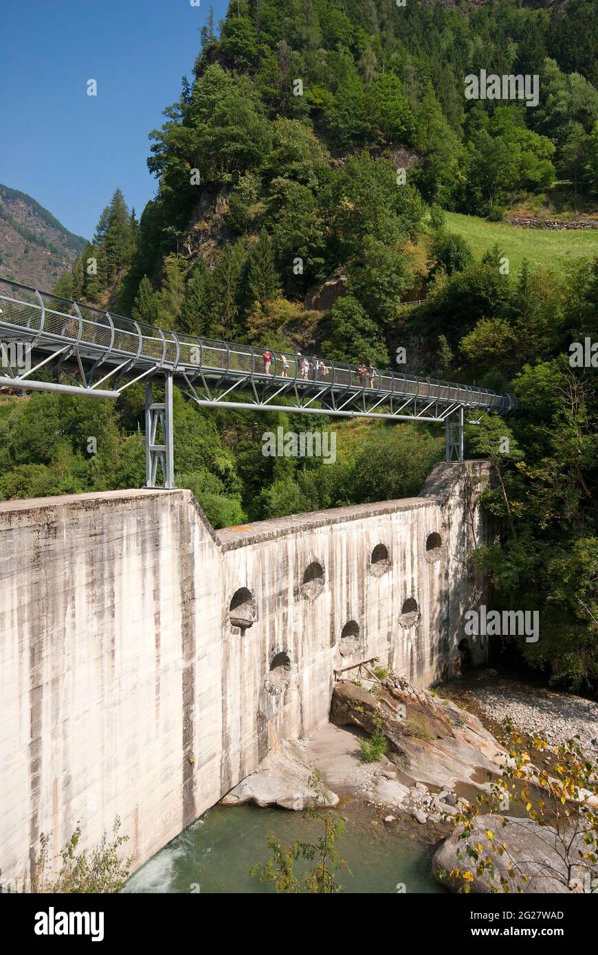 Metal bridge in the canyon of the Passirio river, Passiria valley ...