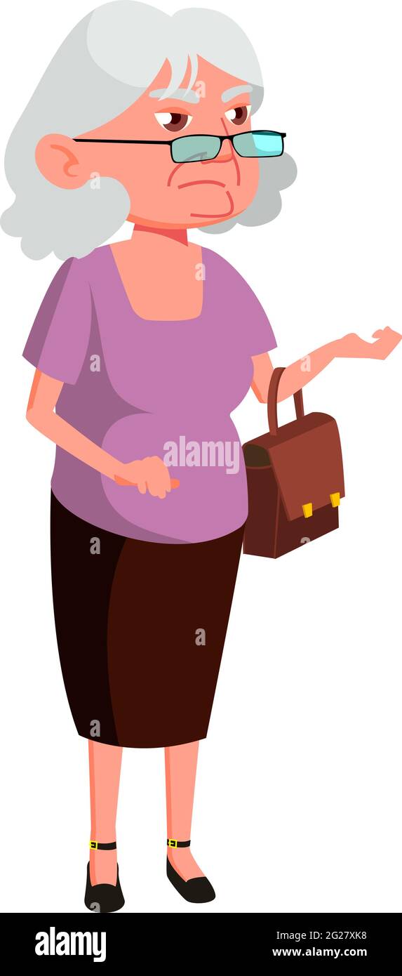 grumbling old woman in butcher store cartoon vector Stock Vector Image ...