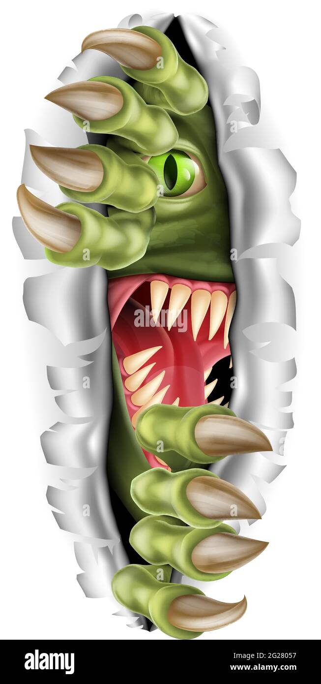 Monster With Talon Claw Tearing A Rip Through Wall Stock Vector Image ...