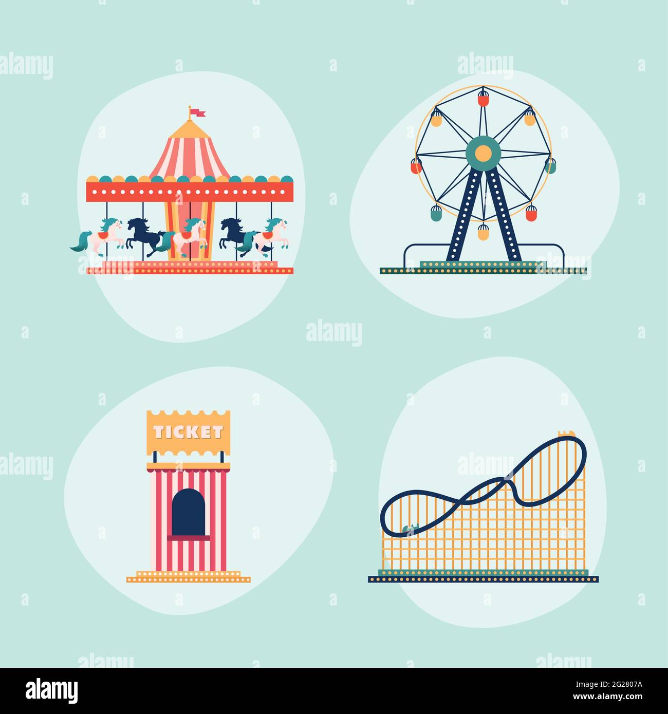 four amusement park set icons Stock Vector Image & Art - Alamy