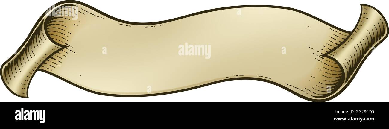 Scroll Vintage Woodcut Banner Paper Ribbon Drawing Stock Vector Image ...