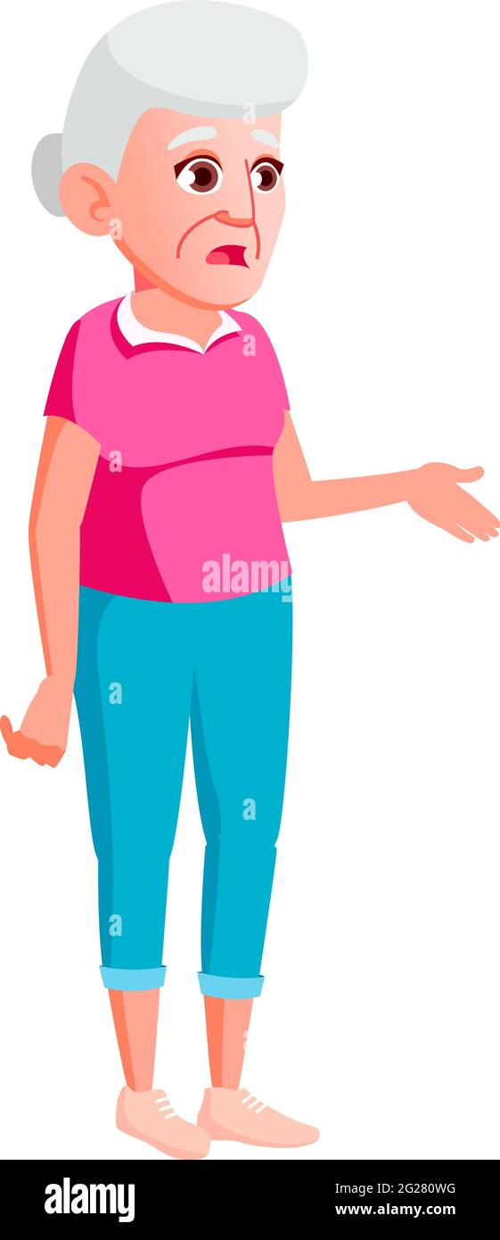 panic old woman lost in town and asking way cartoon vector Stock Vector ...