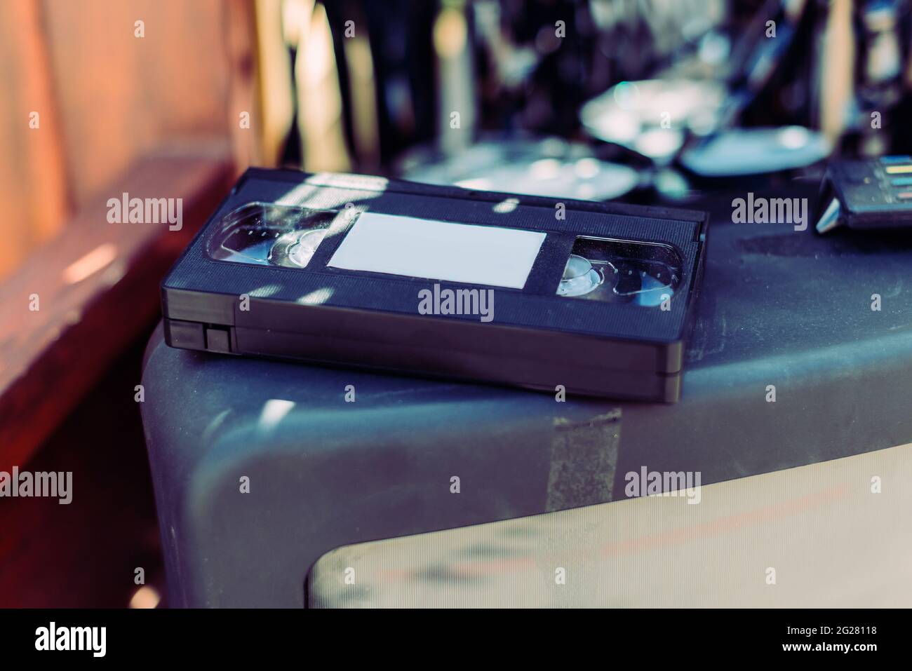 Old video tape VHS lies on TV Stock Photo - Alamy