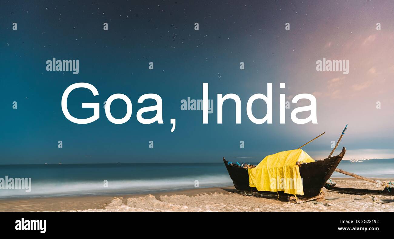 Goa, India. Real Night Sky Stars. Natural Starry Sky Blue Color Above ...