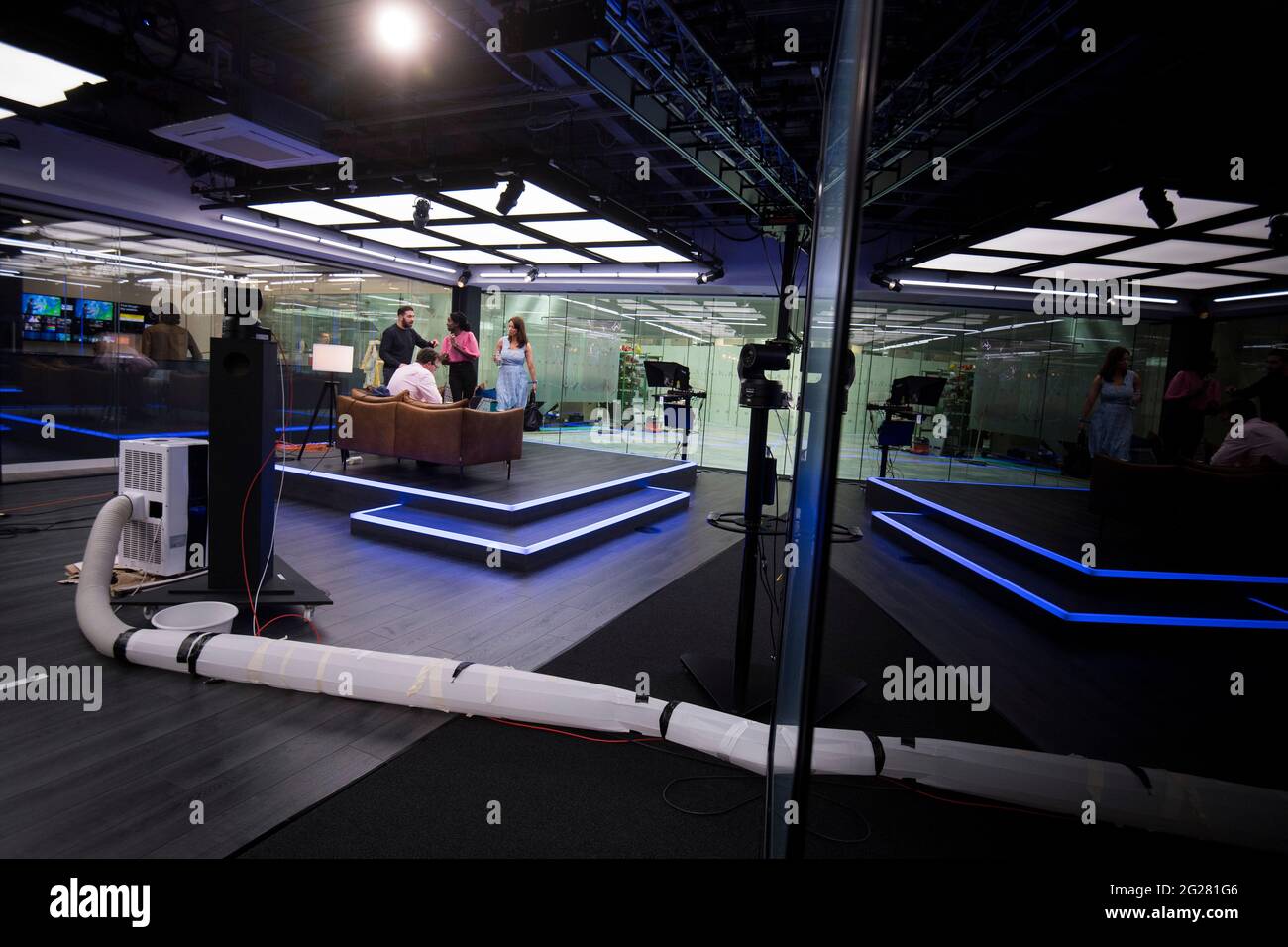 Presenters in the GB News studio located within The Point, Paddington ...