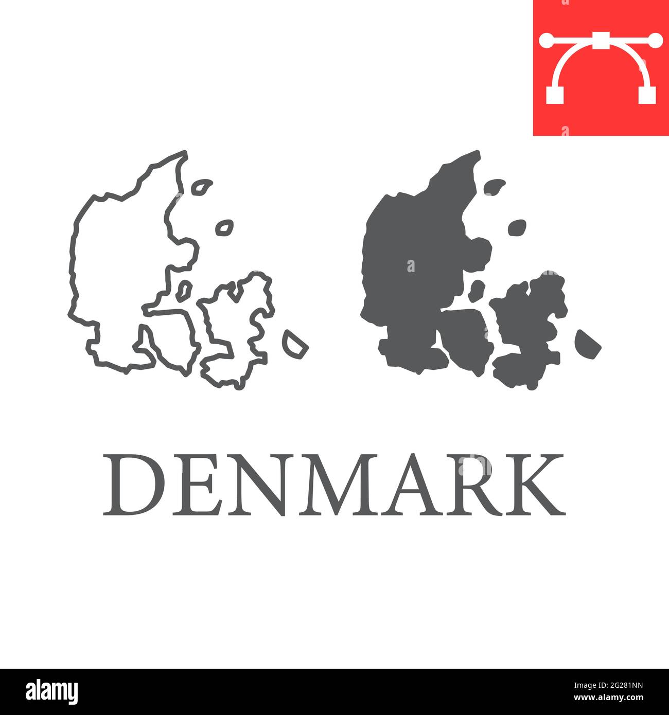 Map of Denmark line and glyph icon Stock Vector Image & Art - Alamy