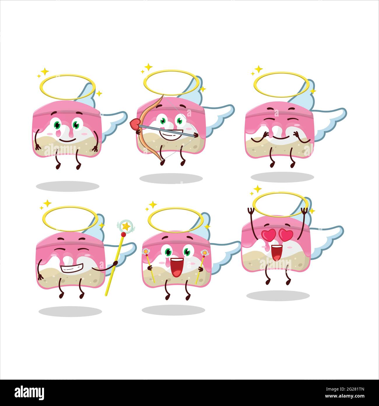Strawberry cake cartoon designs as a cute angel character. Vector ...
