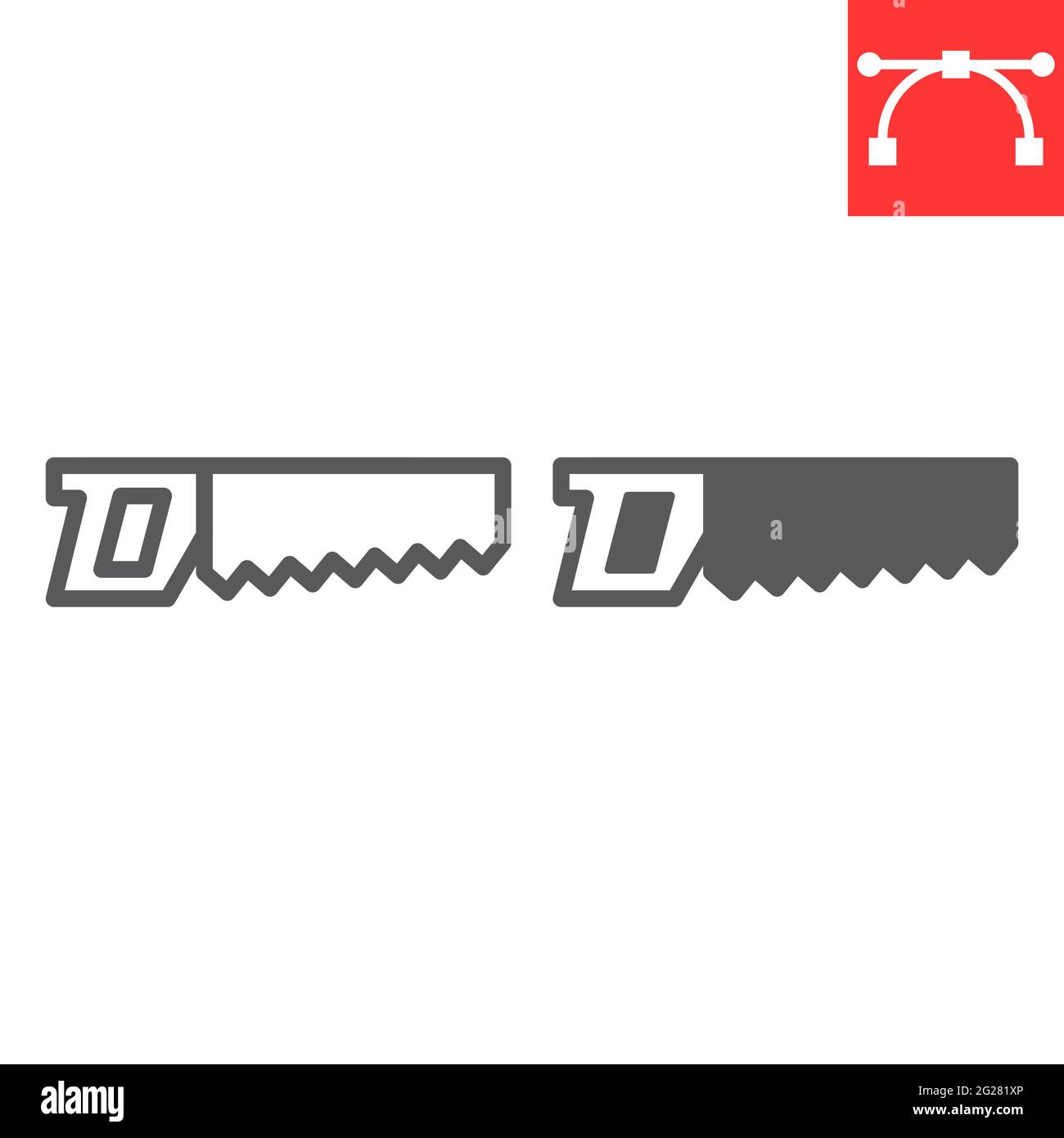 Hand saw line and glyph icon, tool and repair, saw vector icon, vector ...