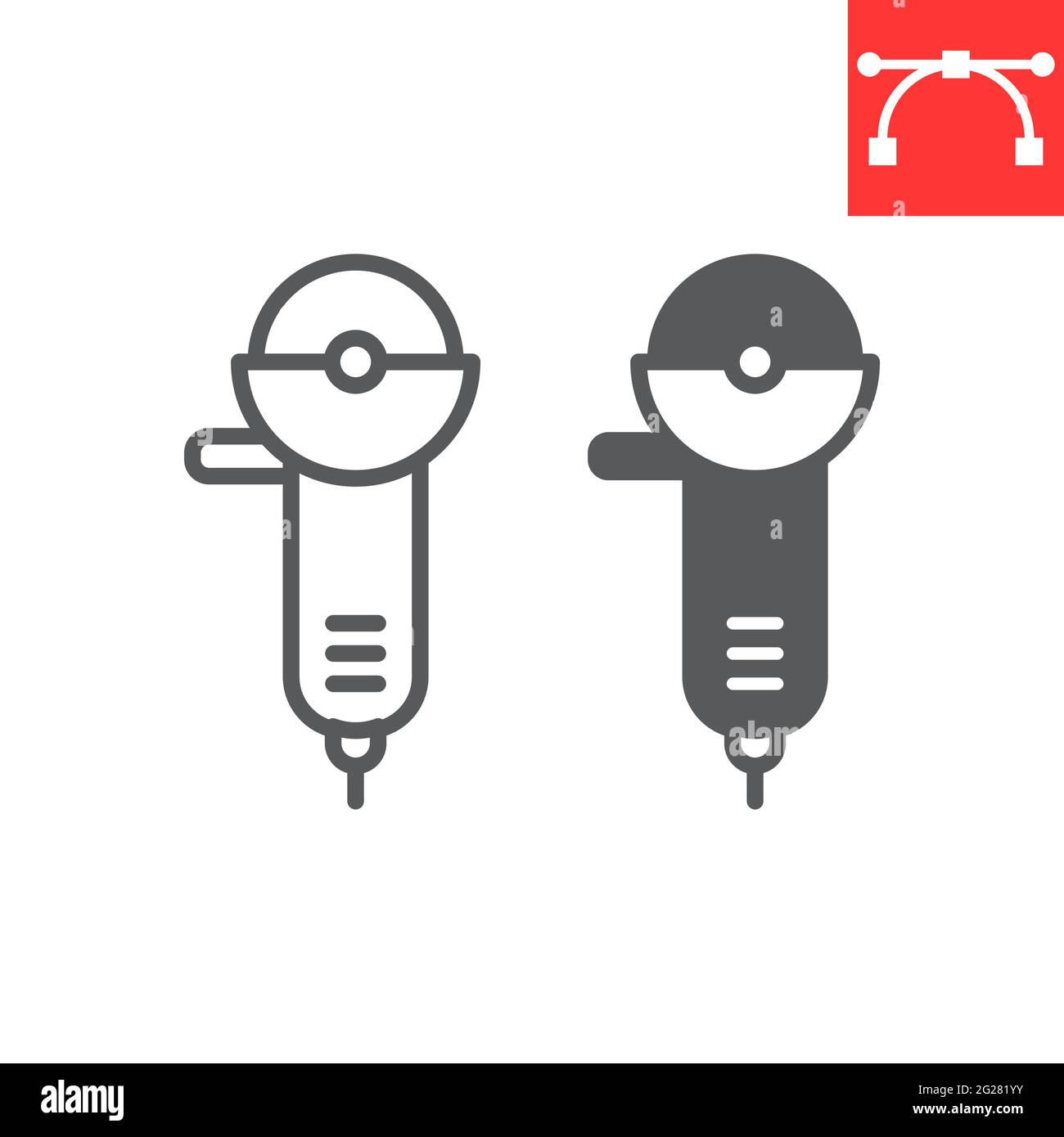 Angle grinder line and glyph icon, tool and repair, angle grinder ...