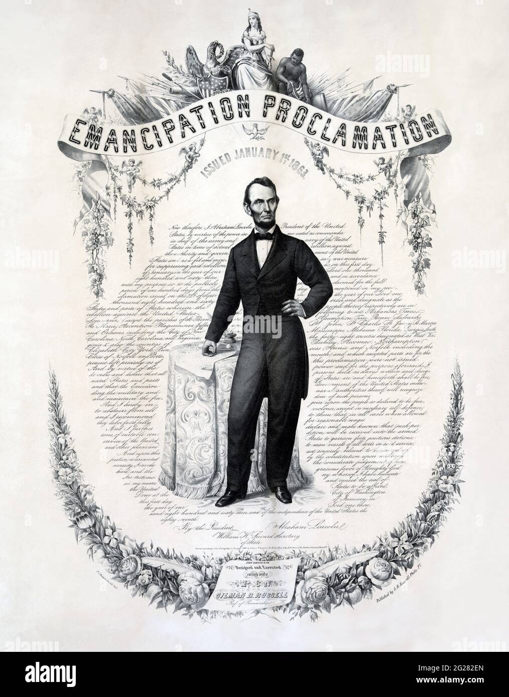 A picture of U.S. President Abraham Lincoln on the Emancipation ...