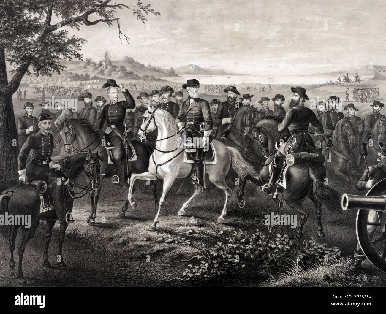 Robert E. Lee and 21 Confederate generals, all on horseback Stock Photo ...