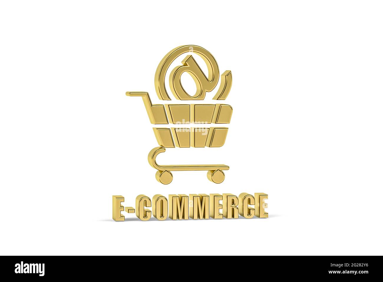 Golden 3d shopping icon isolated on white background - 3d render Stock ...