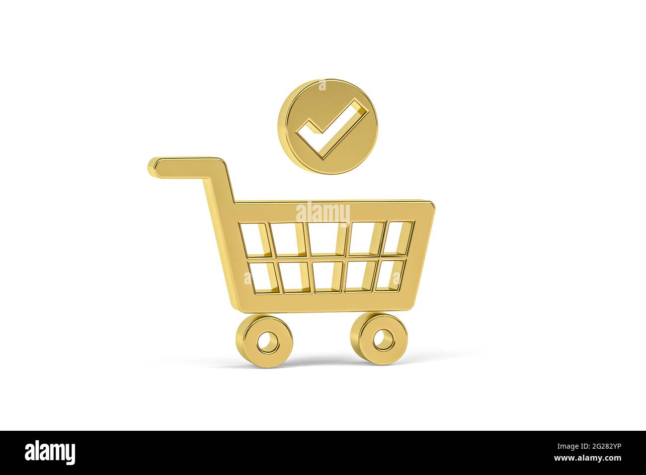 Golden 3d shopping icon isolated on white background - 3d render Stock ...