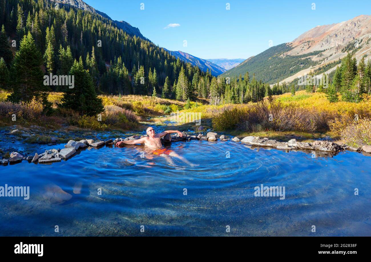 Natural Hot Spring in mountains, summer season Stock Photo - Alamy