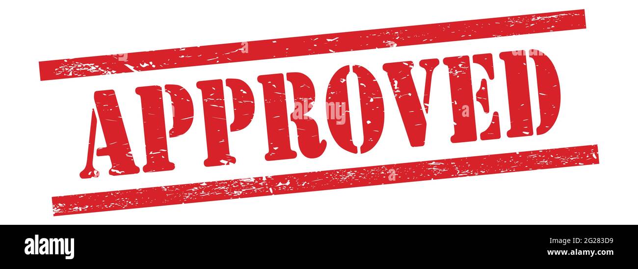 APPROVED text on red grungy vintage rubber stamp Stock Photo - Alamy