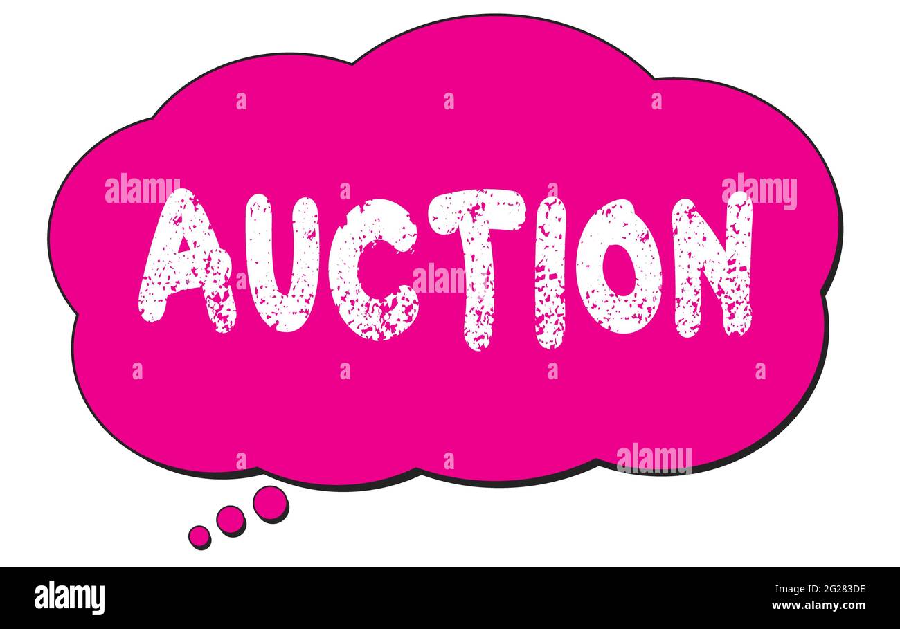 AUCTION text written on a pink thought cloud bubble Stock Photo - Alamy