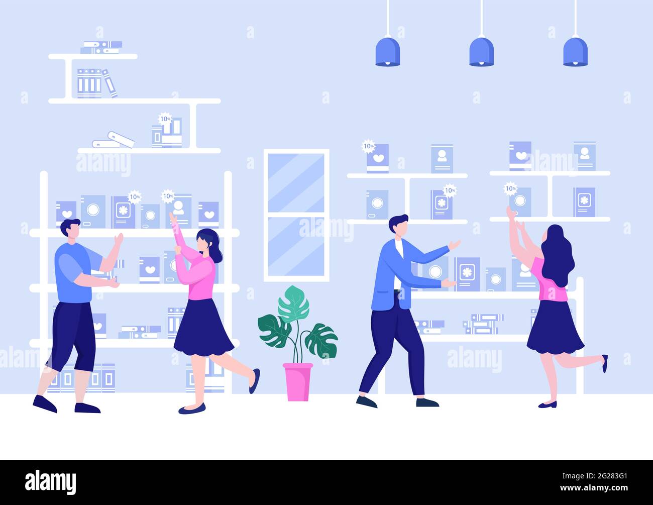 Bookstore Vector Illustration is A Place To Buy Books or Place Read ...