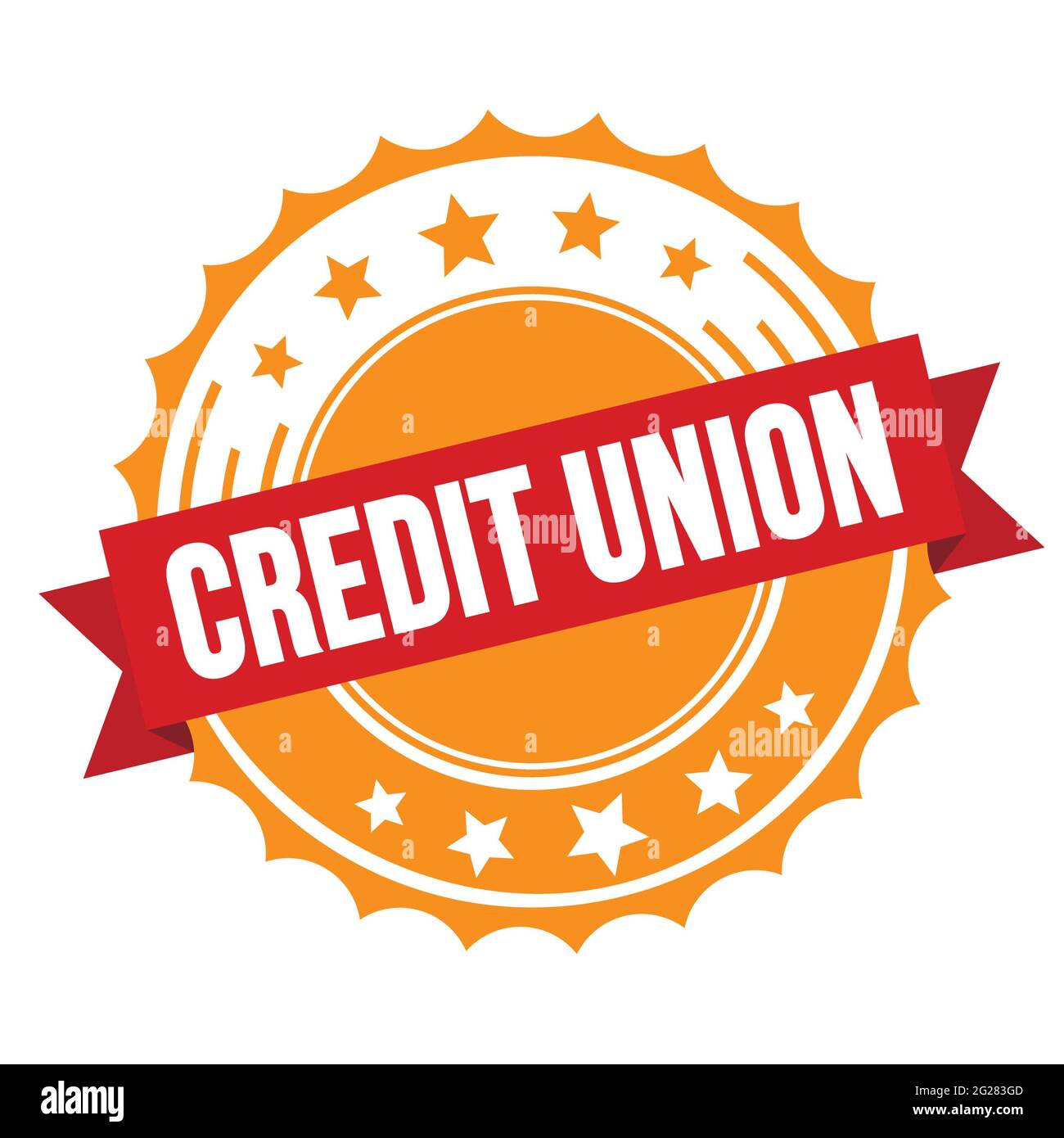 CREDIT UNION text on red orange ribbon badge stamp Stock Photo - Alamy