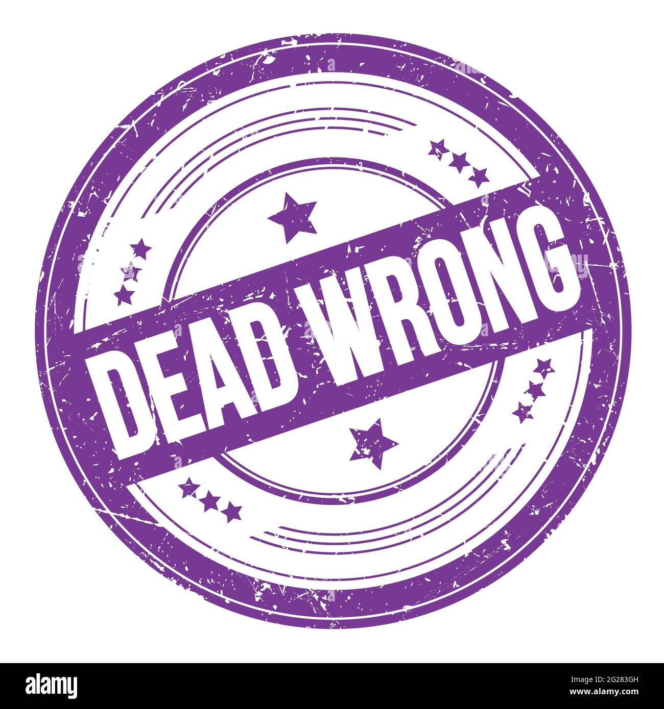 DEAD WRONG text on violet indigo round grungy texture stamp Stock Photo ...