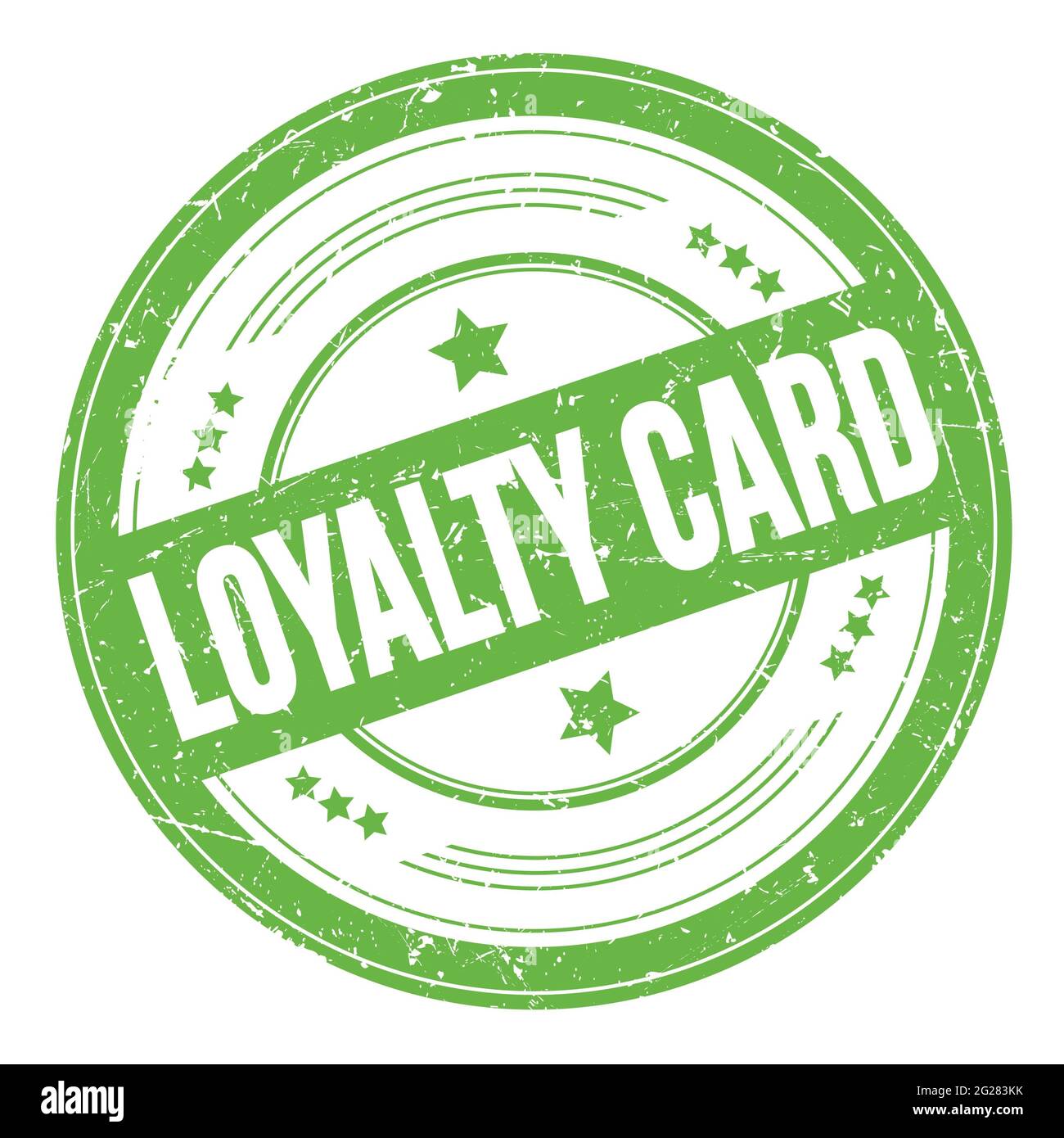LOYALTY CARD text on green round grungy texture stamp Stock Photo - Alamy