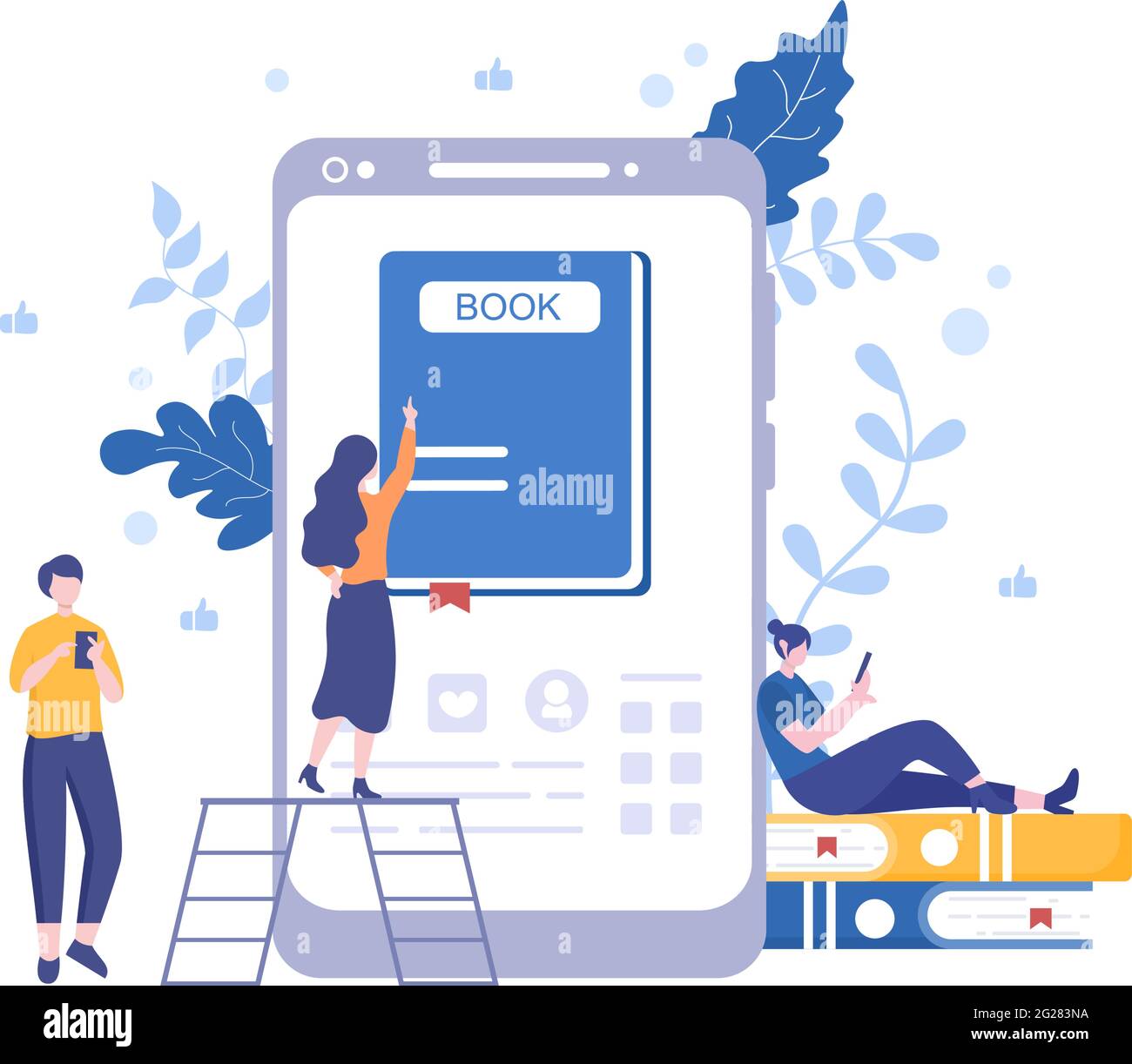 Character People Read Books in a Room Vector Illustrations to Increase ...