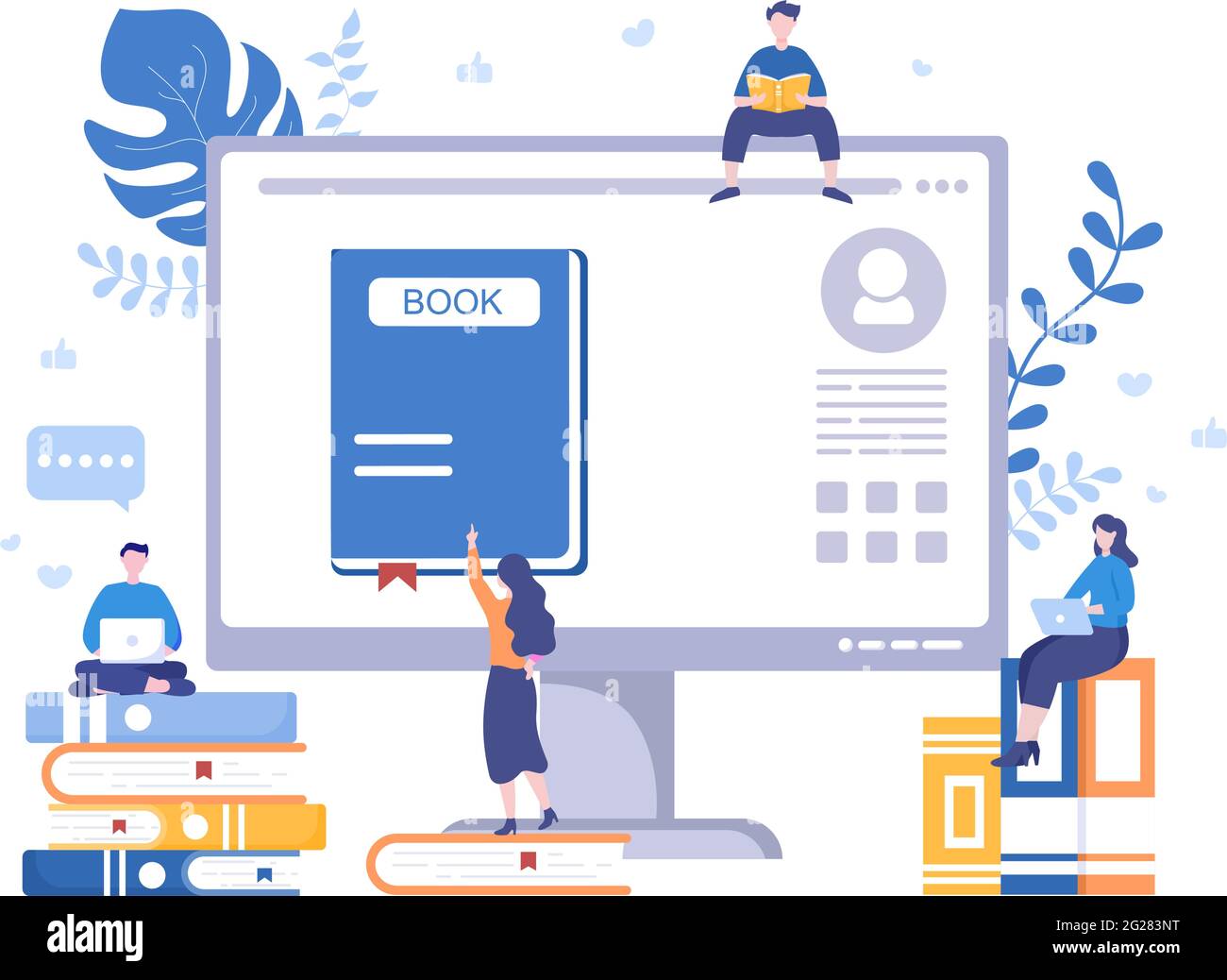 Character People Read Books in a Room Vector Illustrations to Increase ...