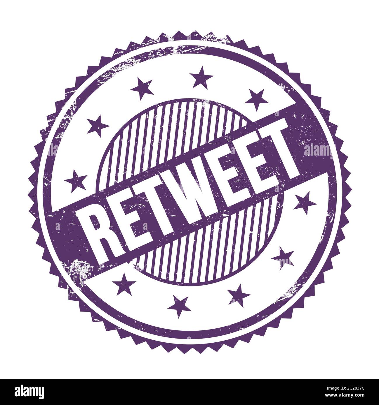 RETWEET text written on purple indigo grungy zig zag borders round ...