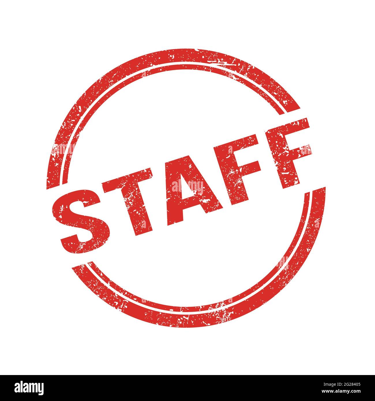 STAFF text written on red grungy vintage round stamp Stock Photo - Alamy