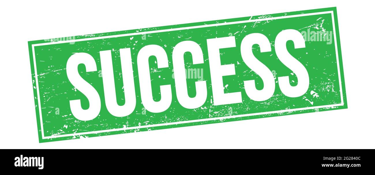 SUCCESS text on green grungy rectangle stamp sign Stock Photo - Alamy