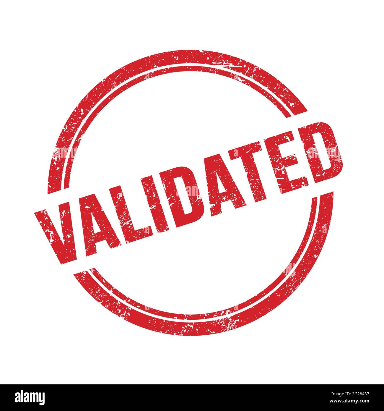 VALIDATED text written on red grungy vintage round stamp Stock Photo ...
