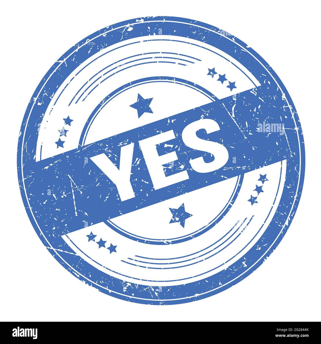 YES text on blue round grungy texture stamp Stock Photo - Alamy