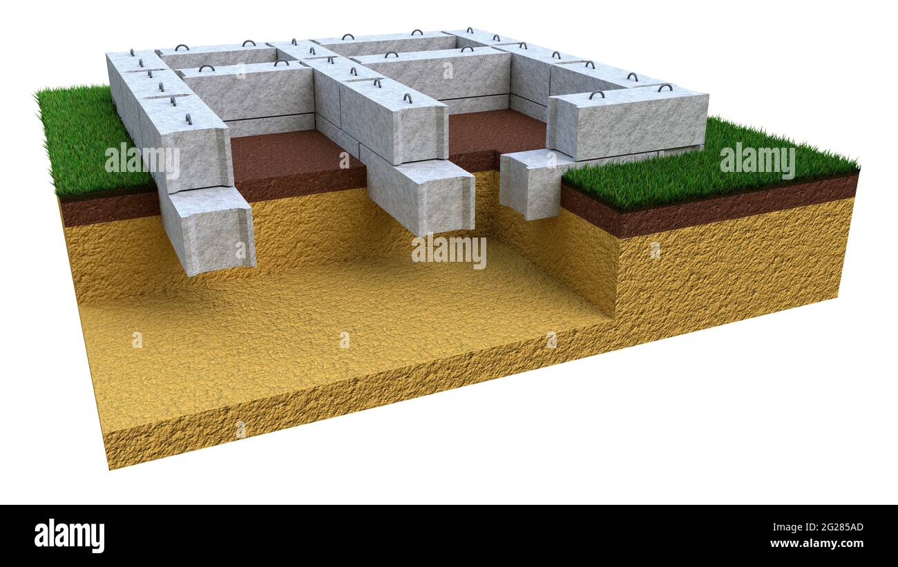 precast concrete panel foundation, isolated concept industrial 3D ...