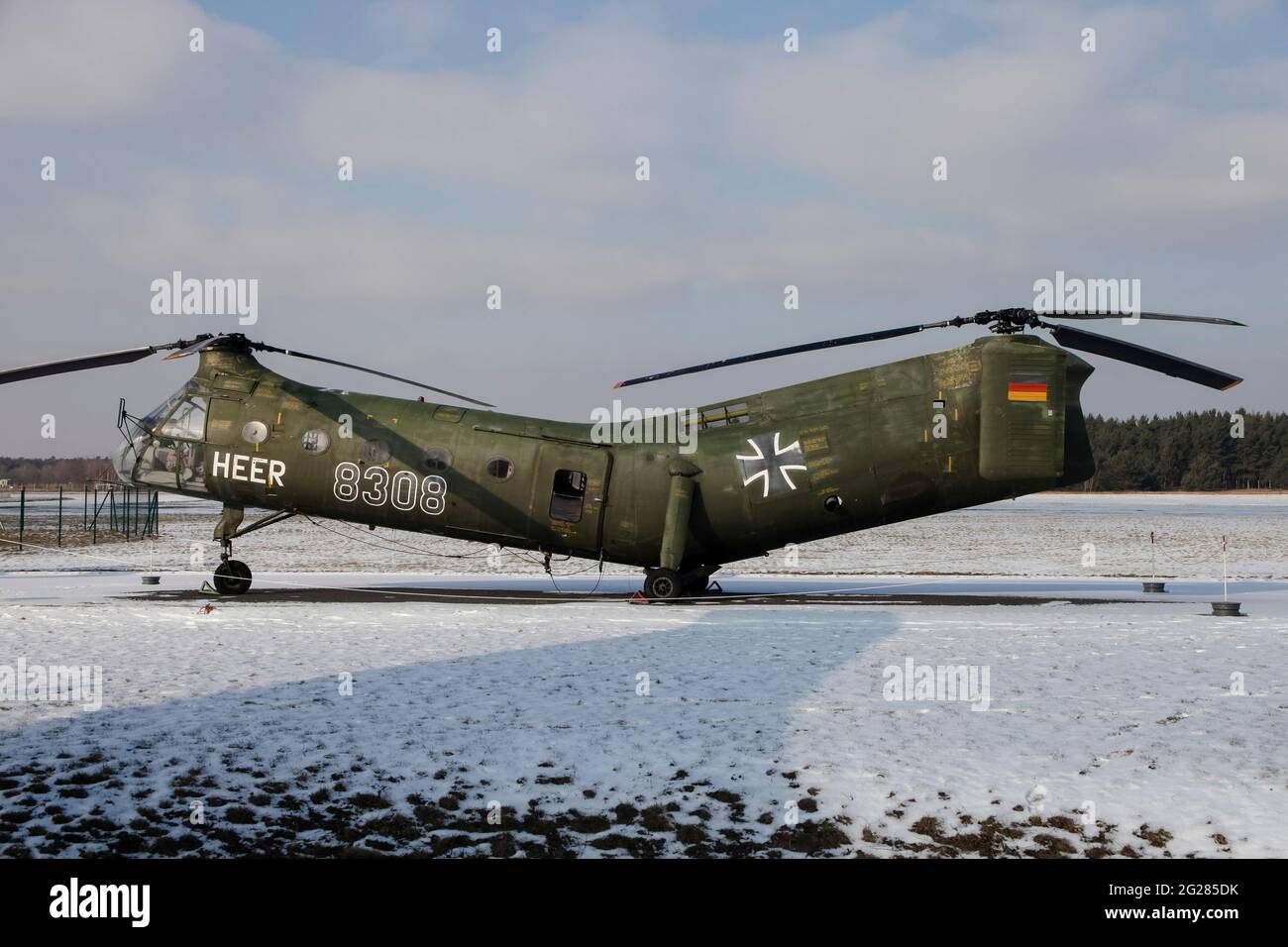 A preserved Piasecki H-21 helicopter of the German Army Stock Photo - Alamy
