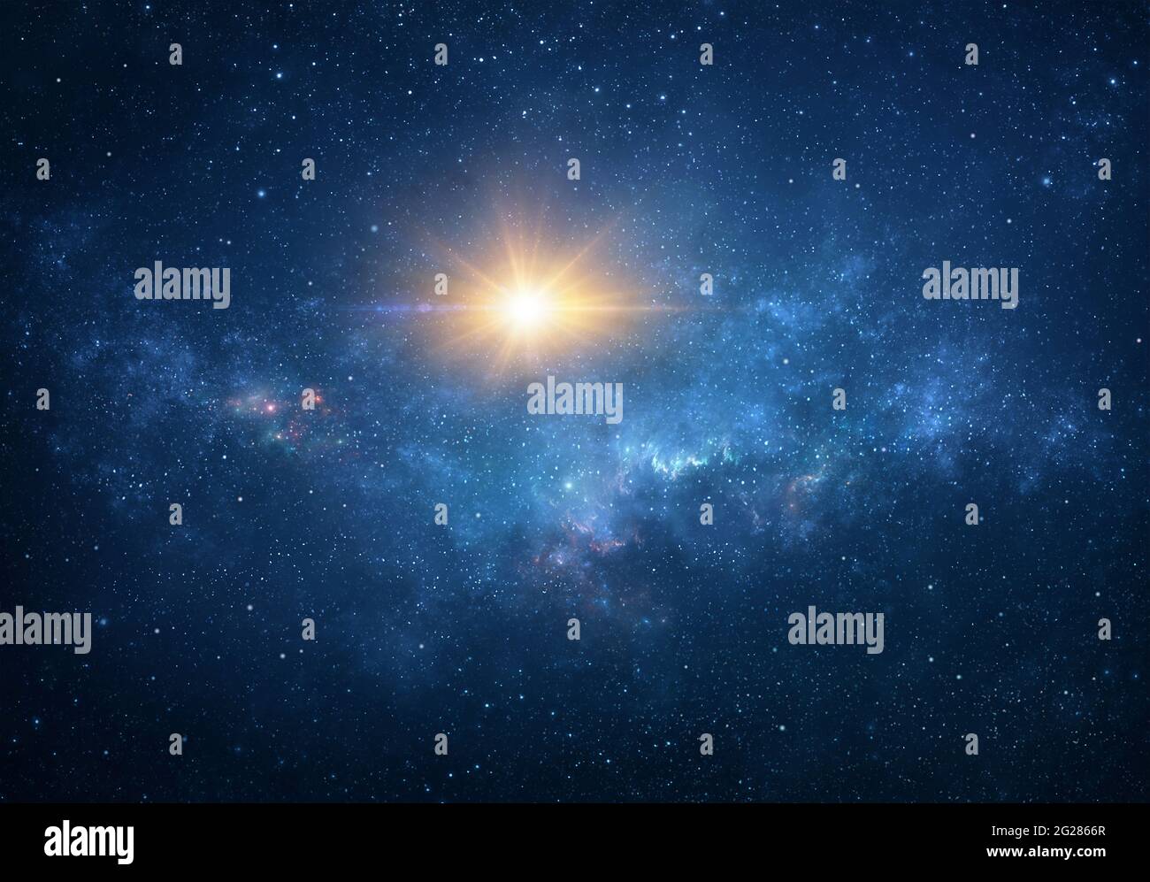 Sun, star light, explosion, glow, burst, blast into deep space, night ...