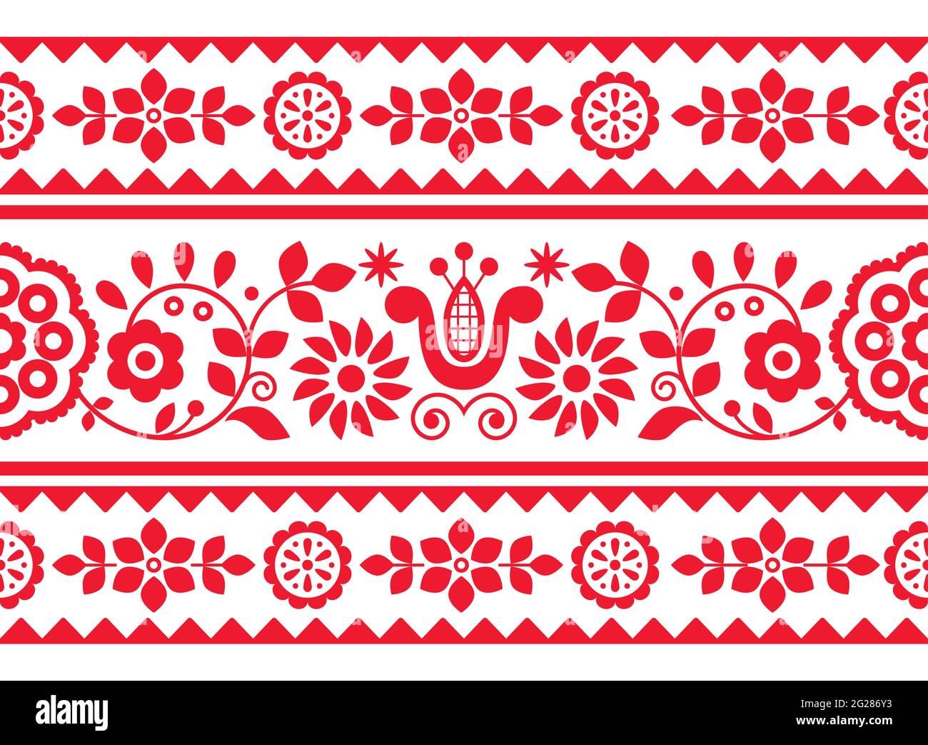 Polish long horizontal vector seamless embroidery pattern with flowers ...