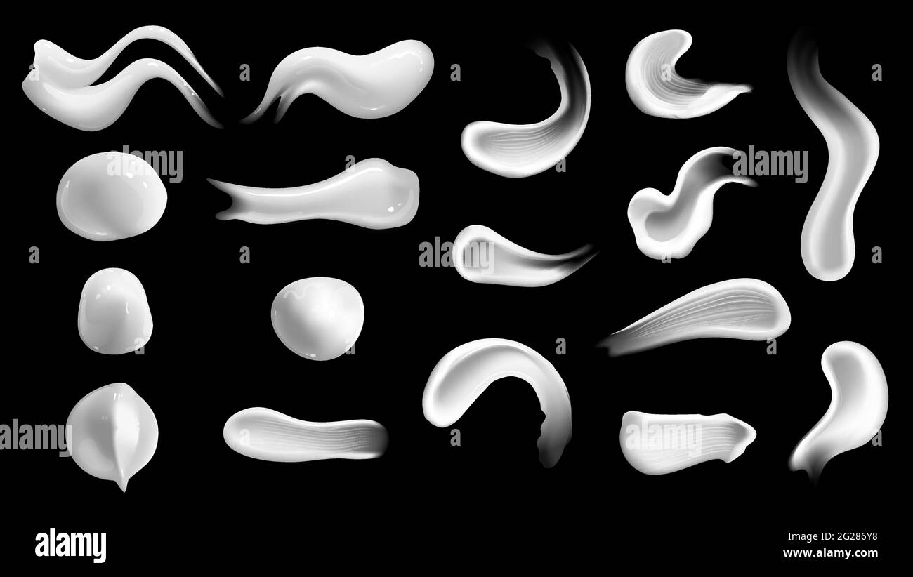 Set of realistic cosmetic cream smears. Skin toner of different body ...