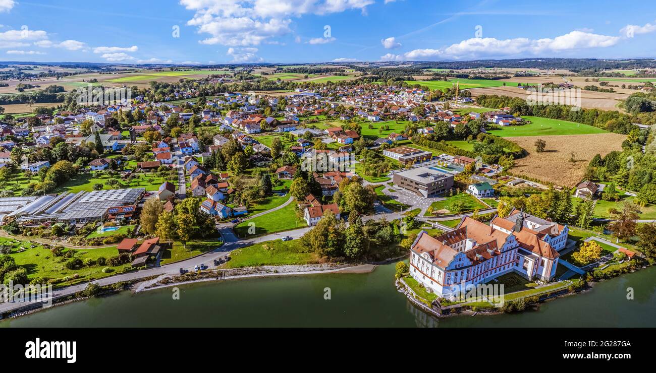 Aerial view to Neuhaus on Inn Stock Photo - Alamy
