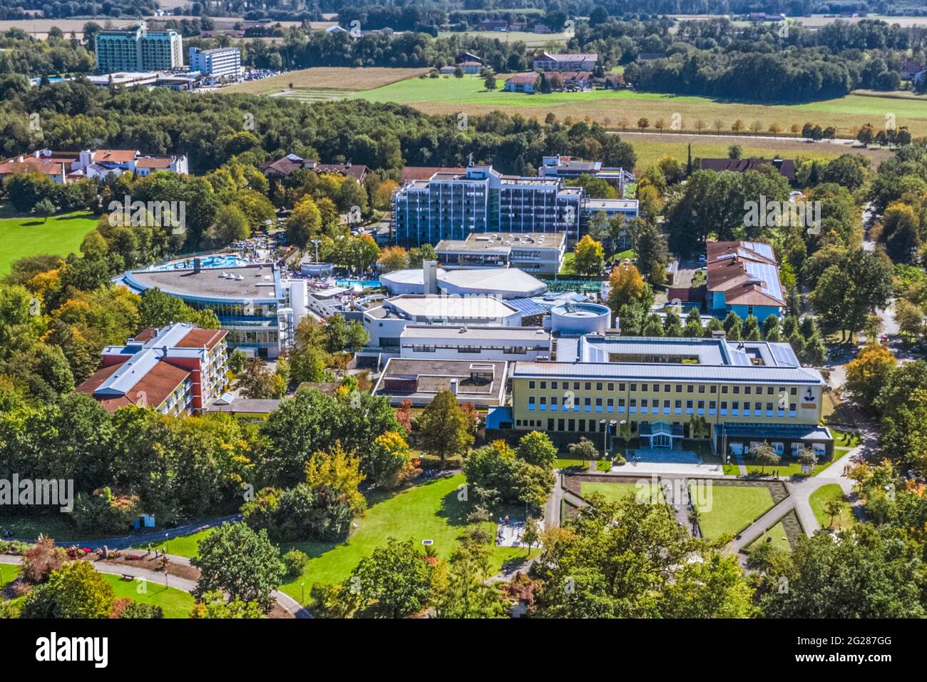 Aerial view to Bad Füssing Stock Photo - Alamy