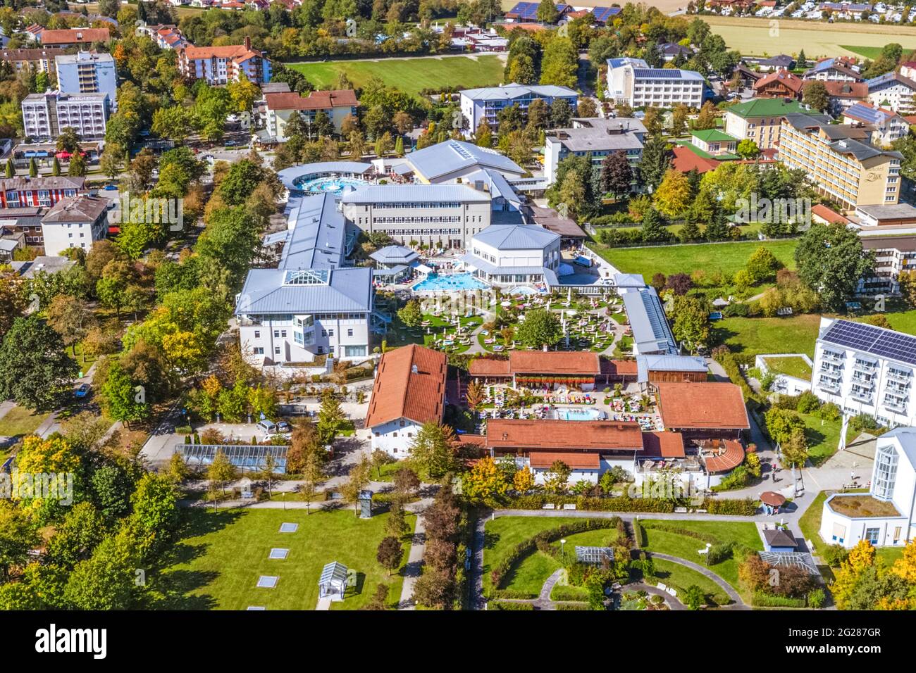 Aerial view to Bad Füssing Stock Photo - Alamy