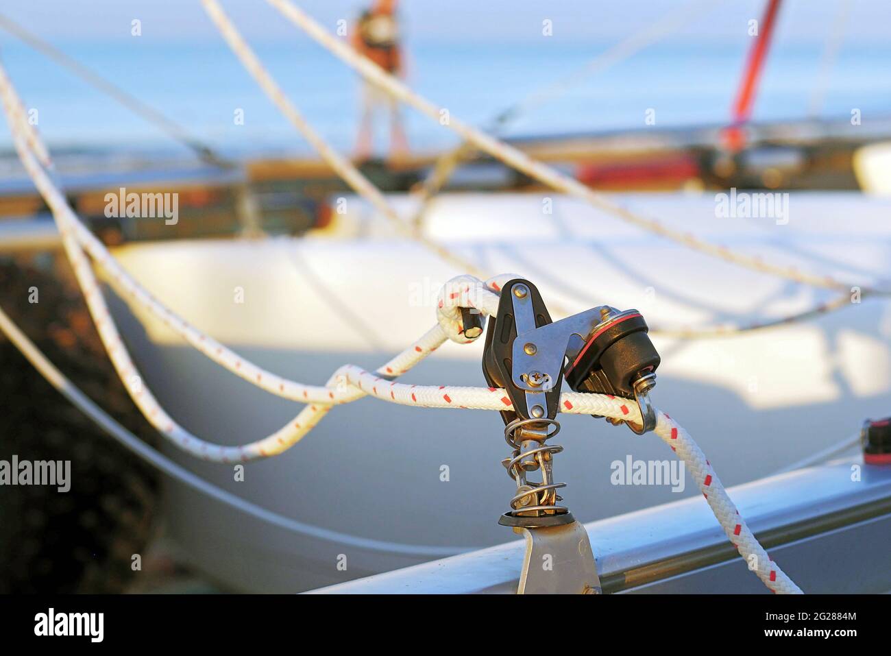 closeup of sailing boat rigging fragment Stock Photo - Alamy