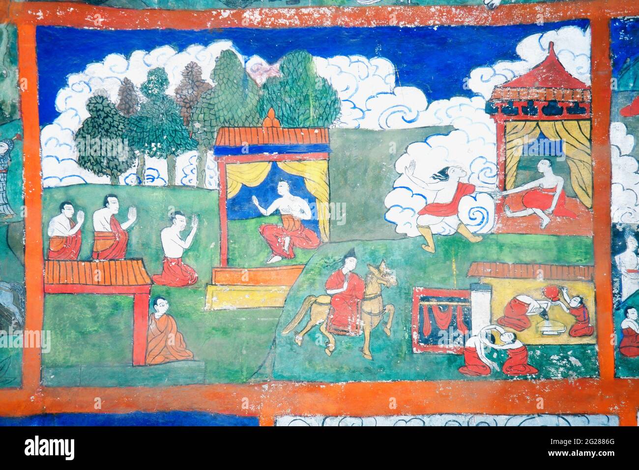Buddhist Wall Paintings In Monastery High Resolution Stock Photography ...