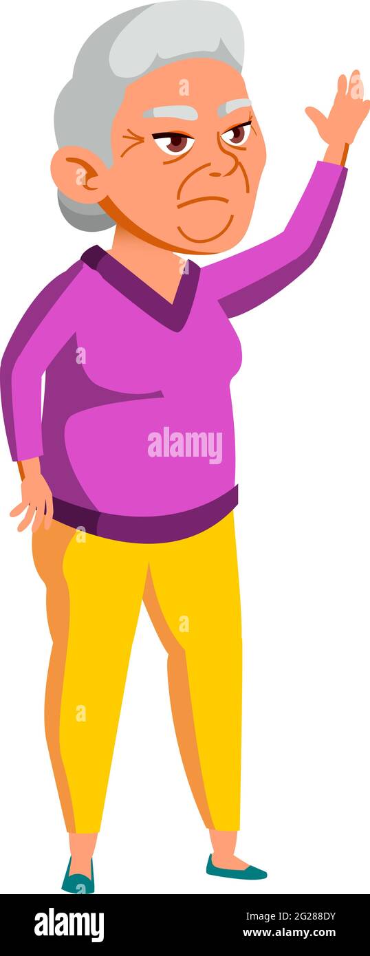 old lady putting hand up in clinic line cartoon vector Stock Vector ...