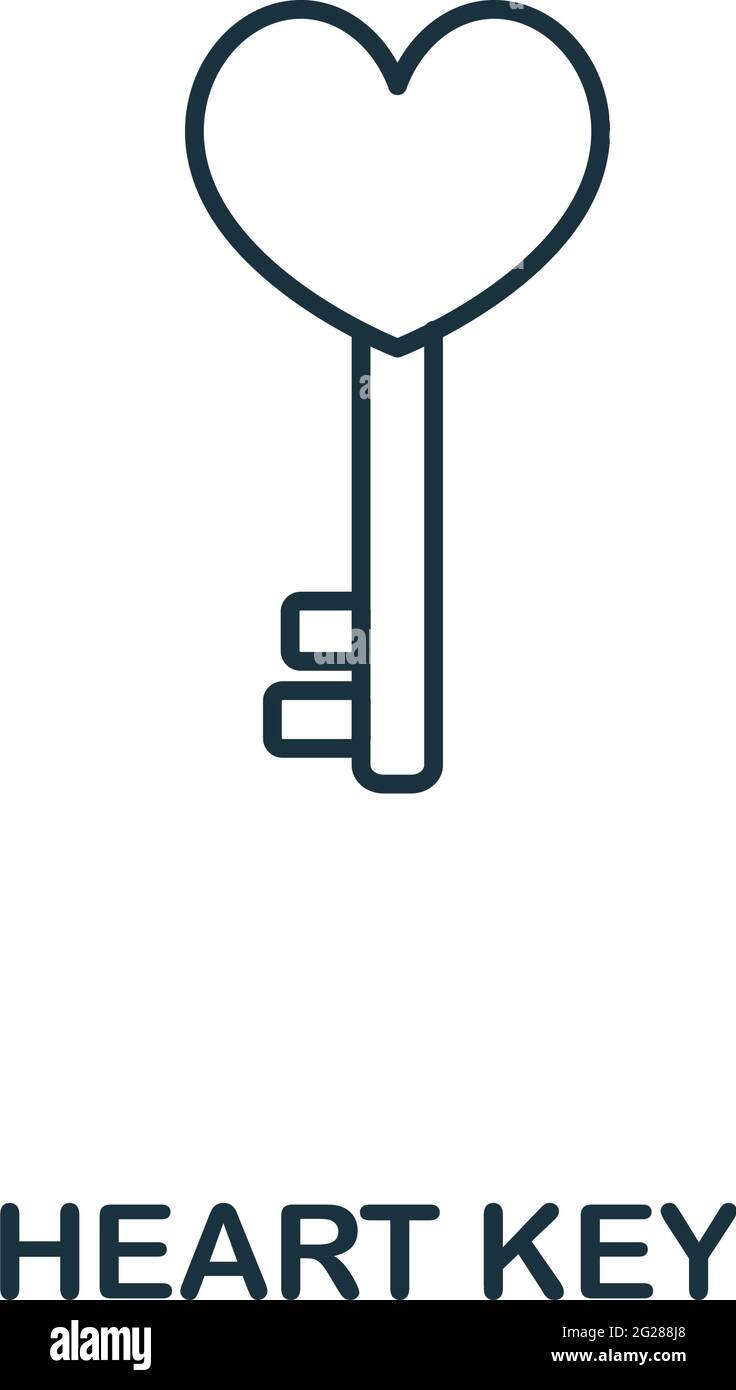 Heart Key icon from valentines day collection. Simple line element ...