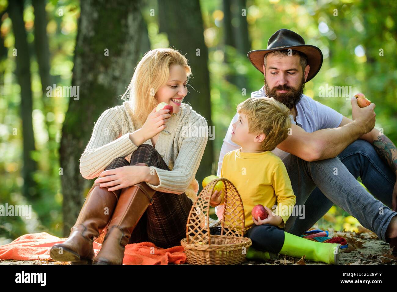 Good day for spring picnic in nature. United with nature. Family day ...