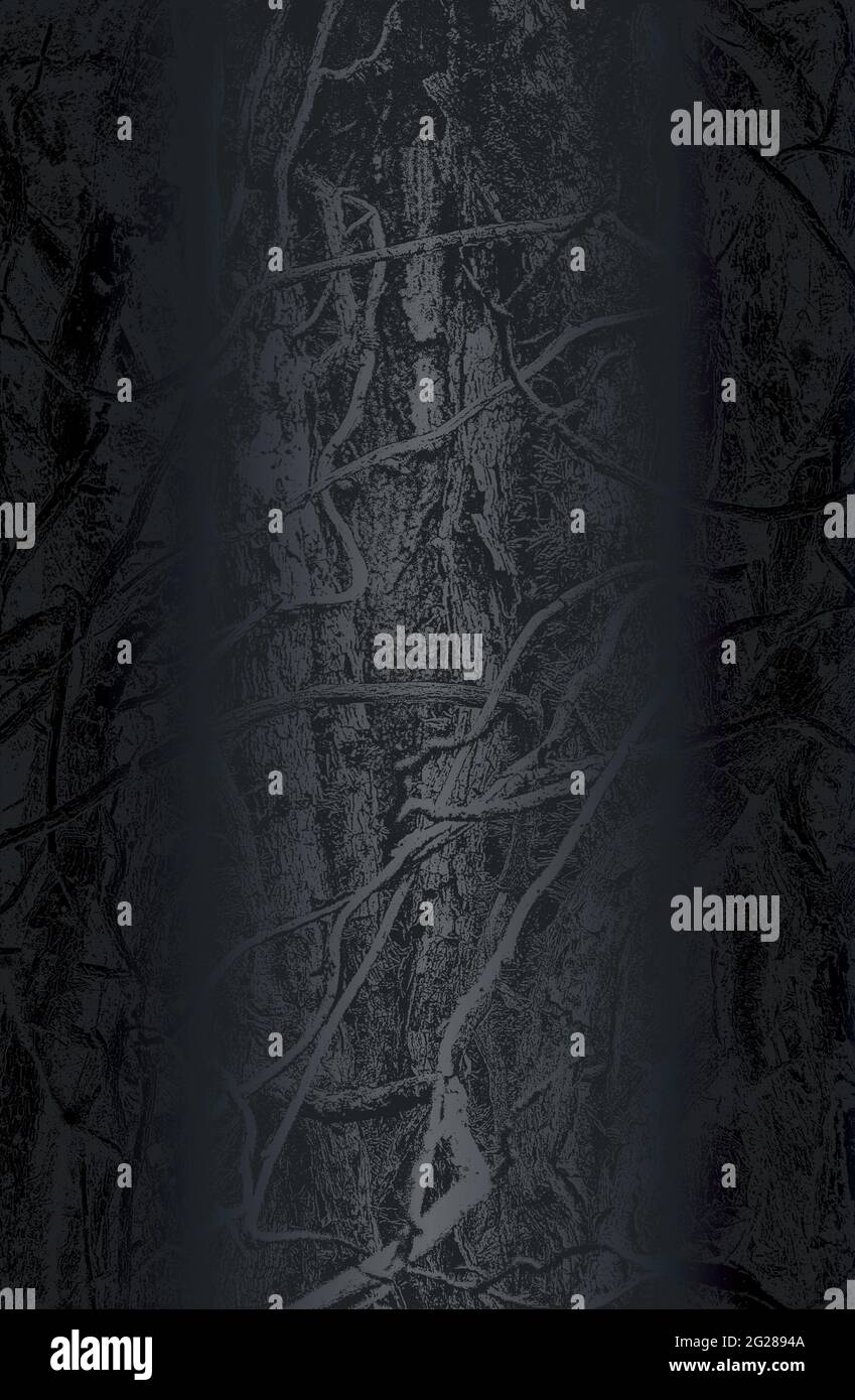 Luxury black metal gradient background with distressed wooden branch ...